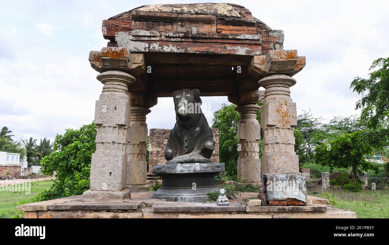 Sculpture of Nandi in a Stone Made Shelter, Sudi, Gadag, Karnataka ...
