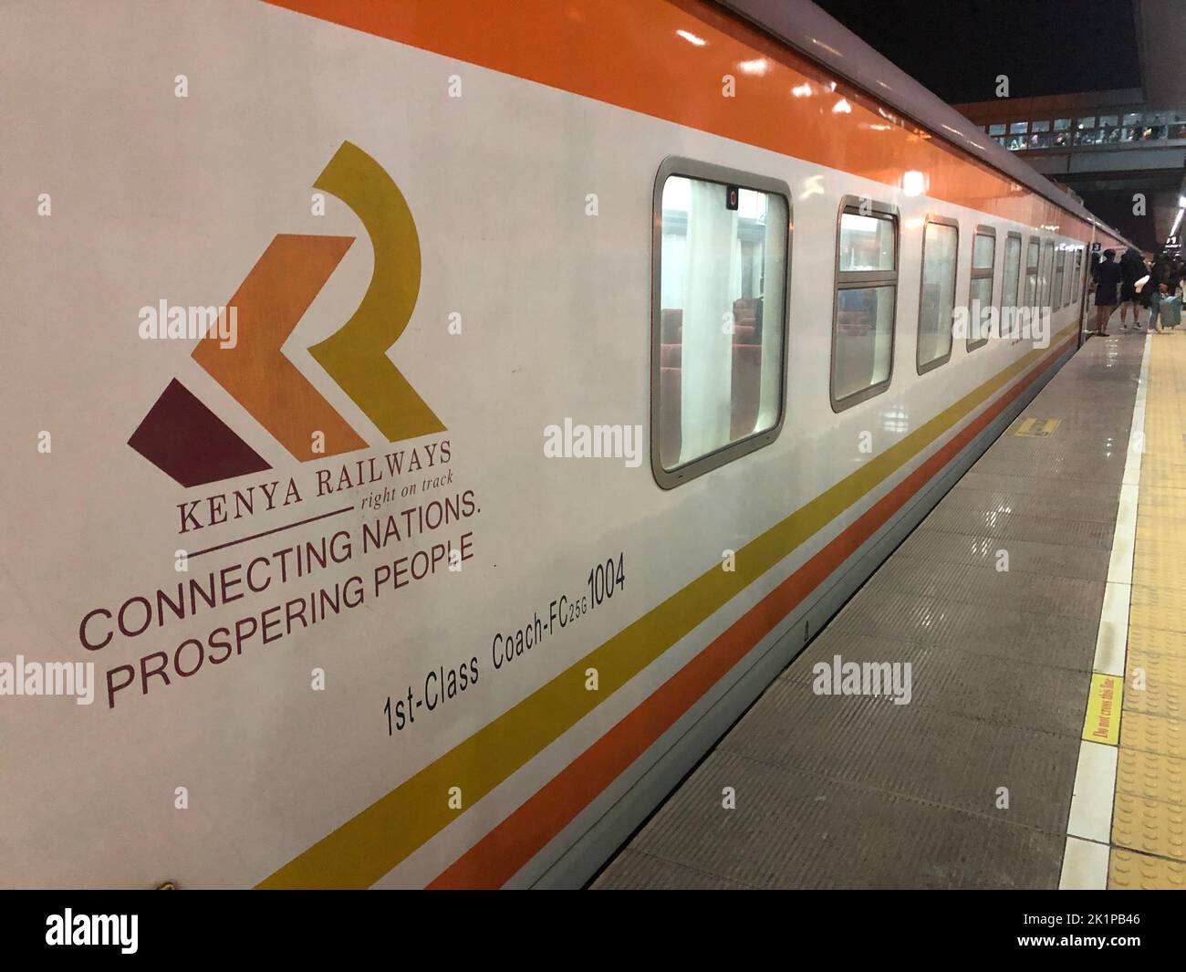 Nairobi, Kenya. 28th Aug, 2022. A Kenyan express train arrives at ...
