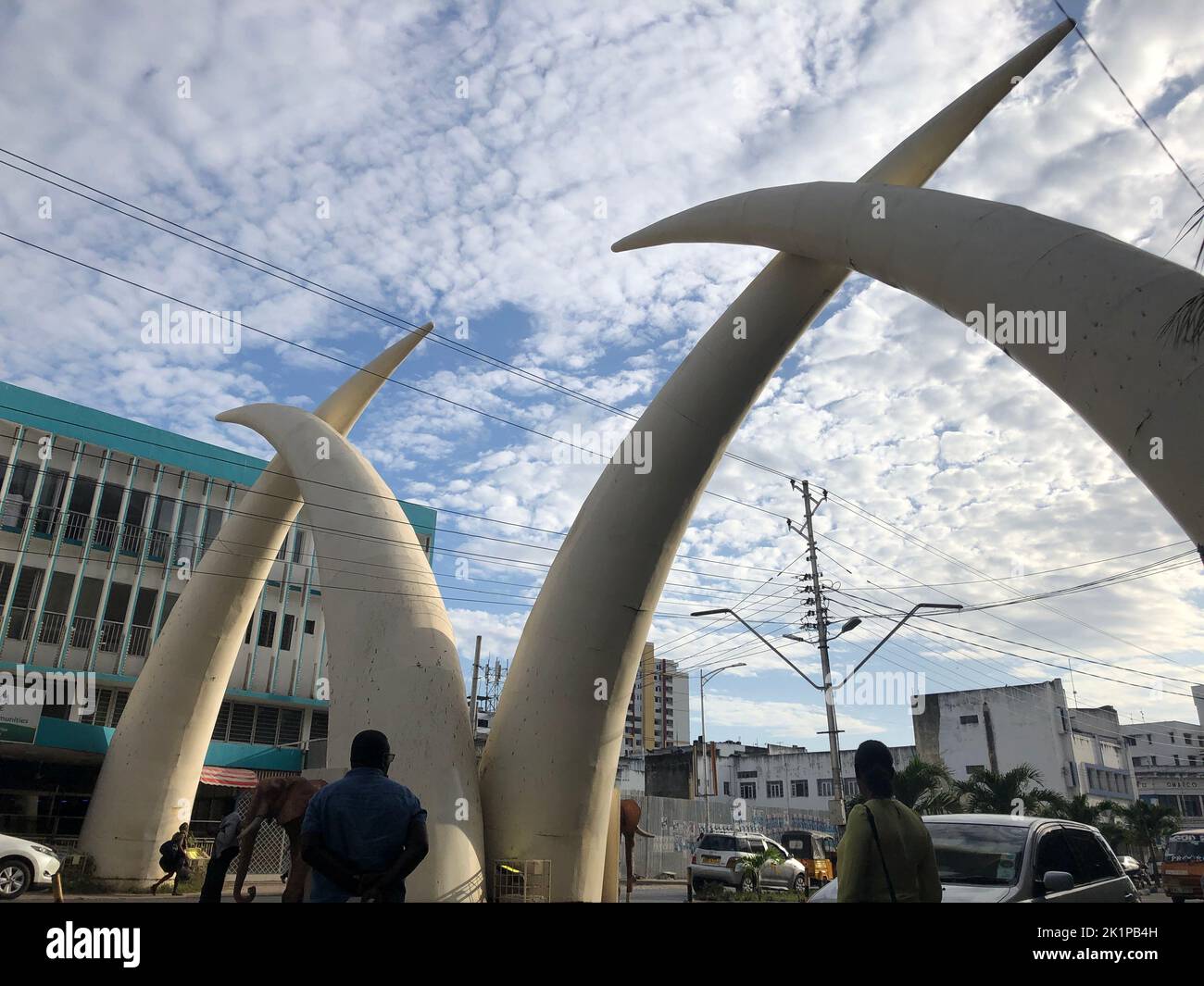 Mombasa, Kenya. 25th Aug, 2022. The Mombasa tusks can be seen above Moi ...