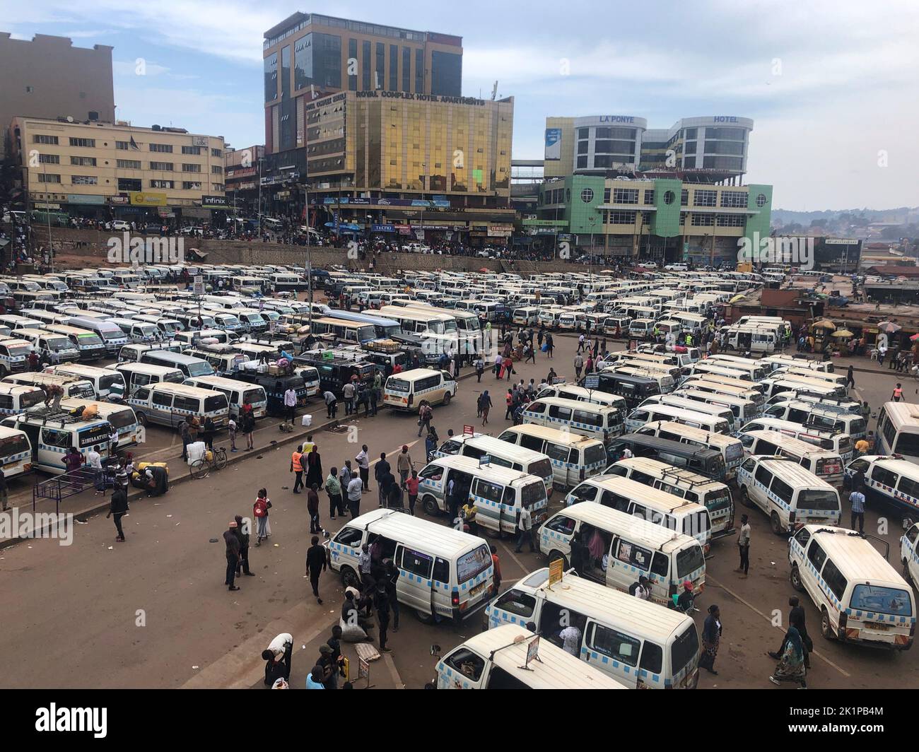 Kampala, Uganda. 31st Aug, 2022. Dozens of cab buses wait for ...