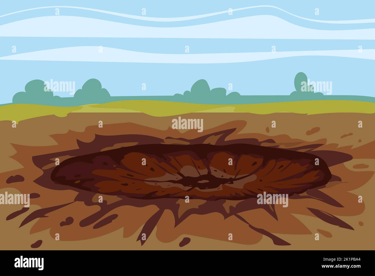 Crater is a trace from the explosion on the ground of a shell, mine ...