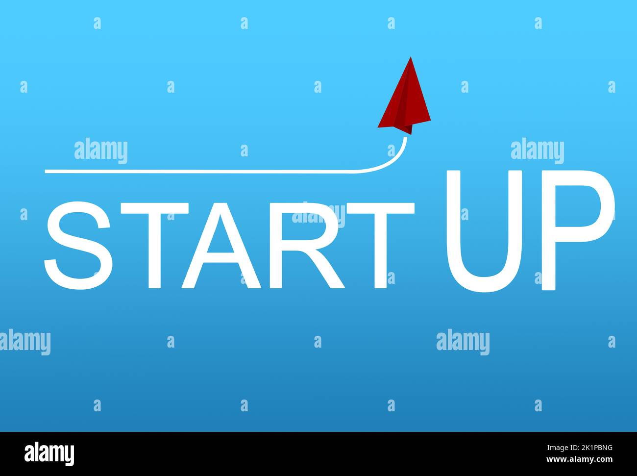 Business startup concept with red paper plane. white text startup and ...