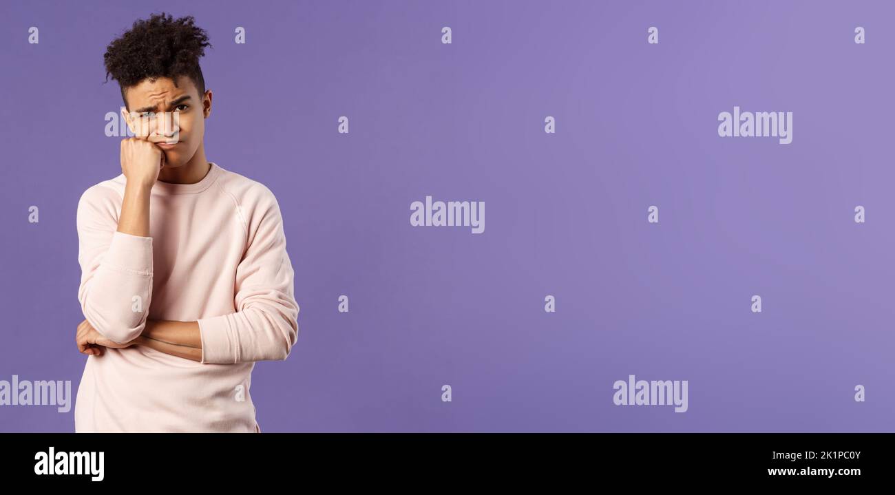 Portrait of complicated, troubled young hispanic man facing tough ...