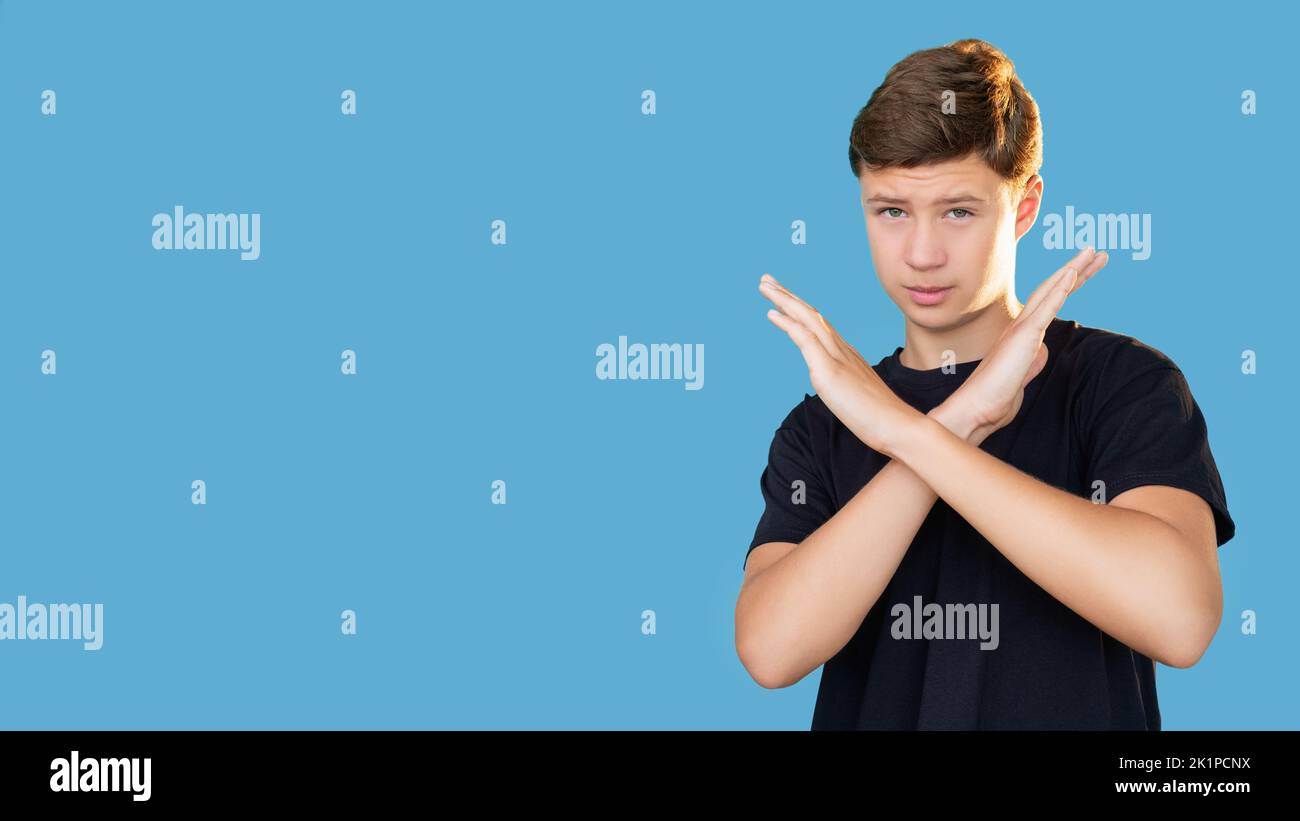 No gesture. Teen protest. Restriction refusal. Disagreement opposition ...