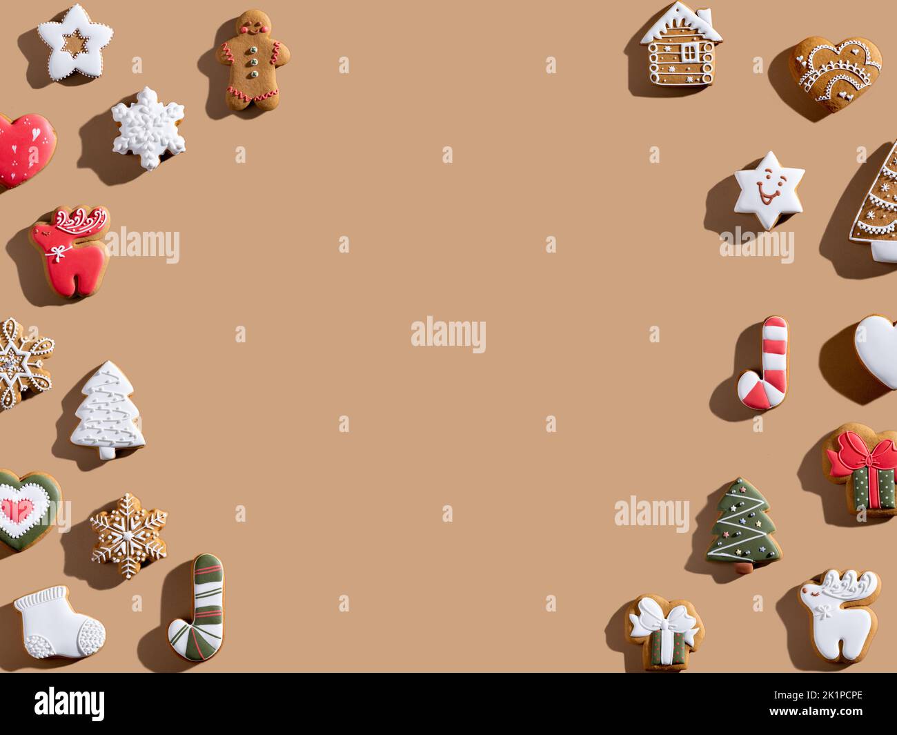 Beige festive advertising background. Biscuit pattern round frame ...