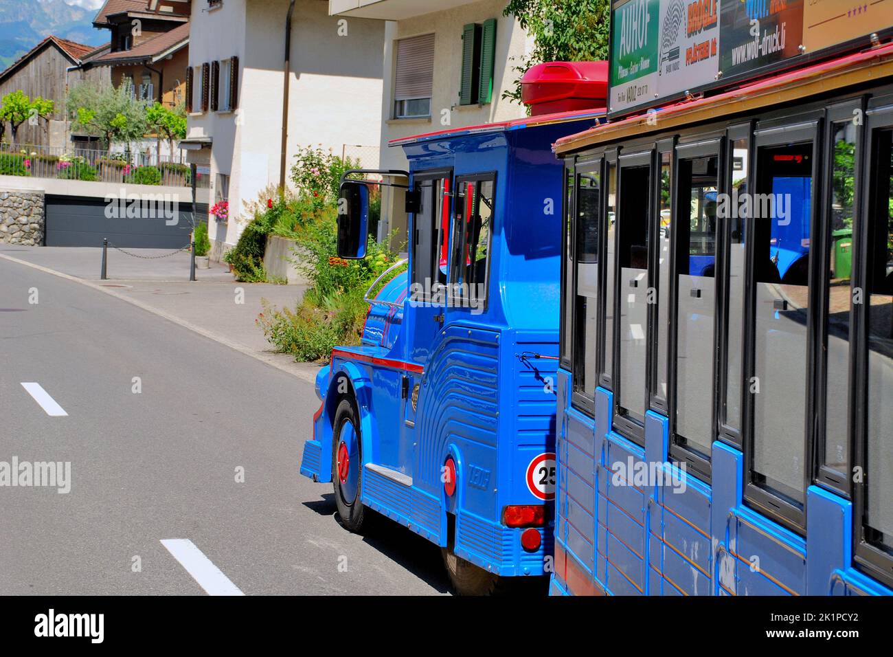 Tourist train for city sightseeing, Vaduz, Liechtenstein, Europe Stock ...
