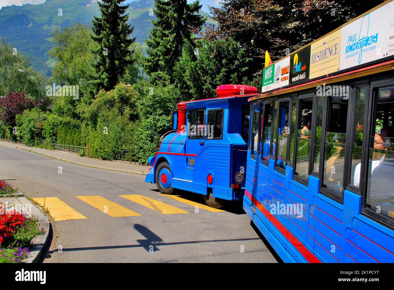 Tourist train for city sightseeing, Vaduz, Liechtenstein, Europe Stock ...