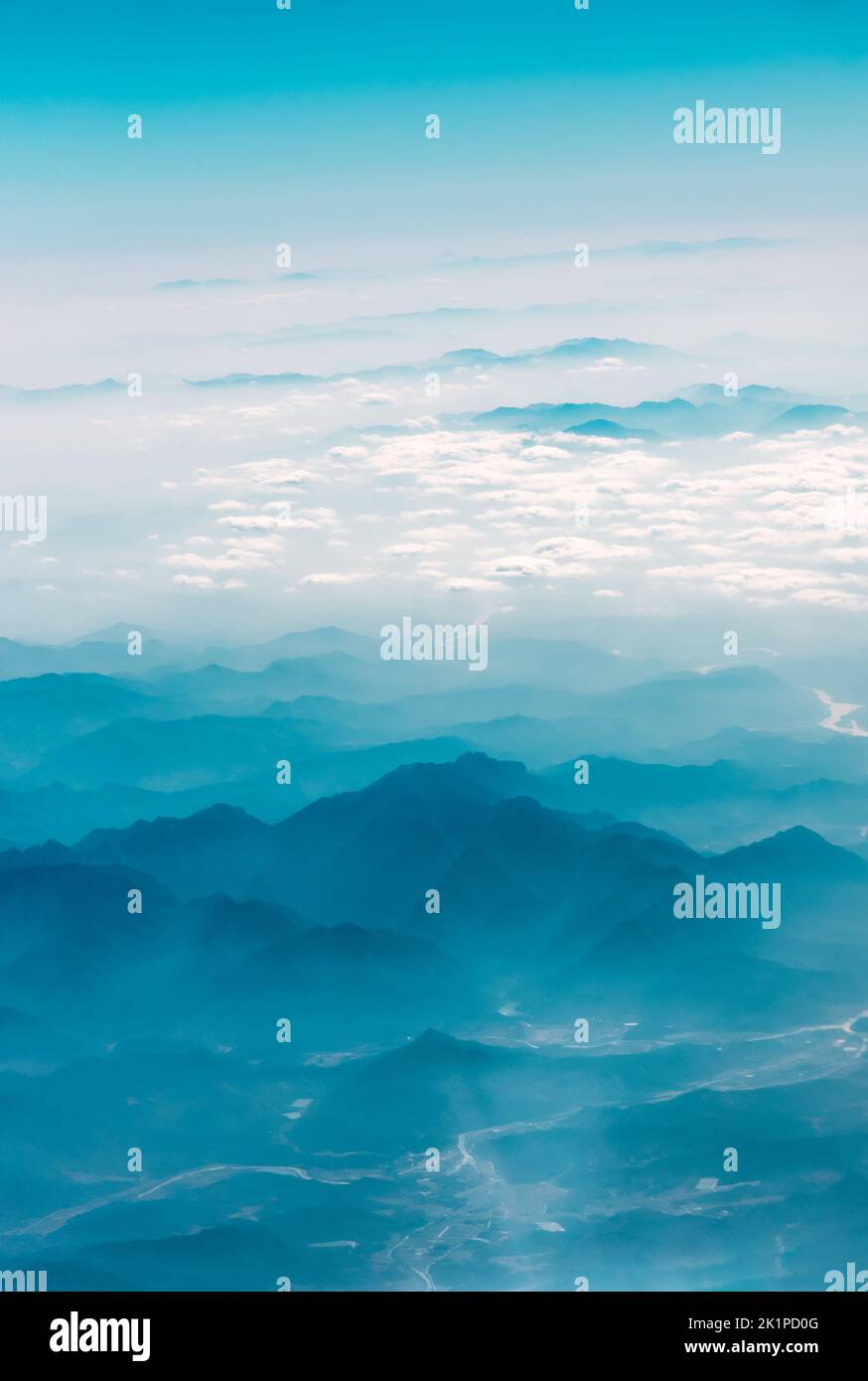 Ten thousand meters high altitude aerial photography of continuous ...