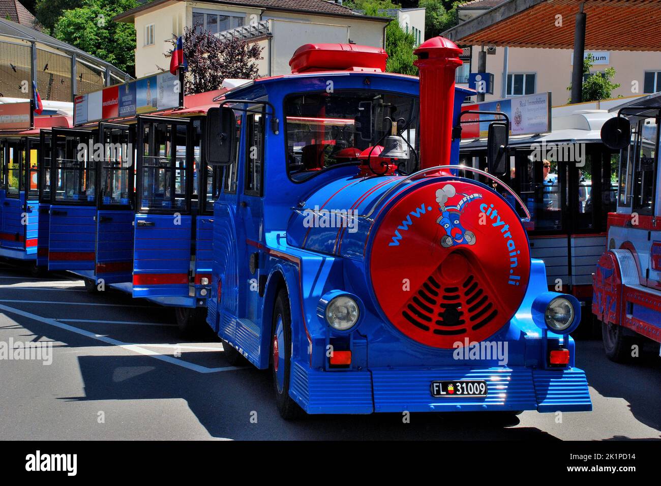 Tourist train for city sightseeing, Vaduz, Liechtenstein, Europe Stock ...