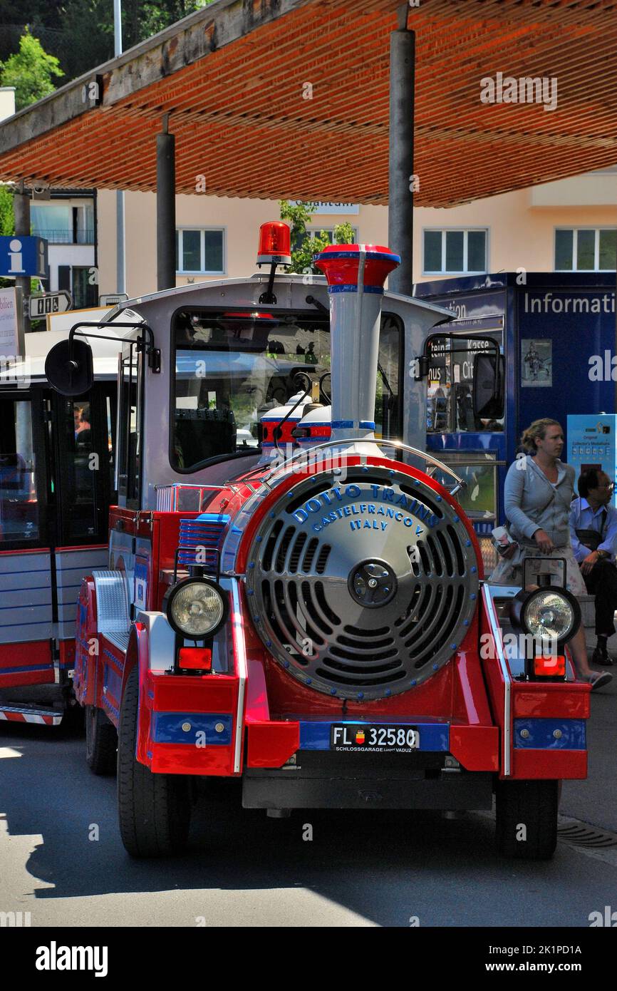 Tourist train for city sightseeing, Vaduz, Liechtenstein, Europe Stock ...