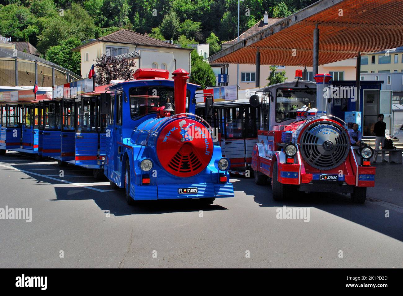 Tourist train for city sightseeing, Vaduz, Liechtenstein, Europe Stock ...
