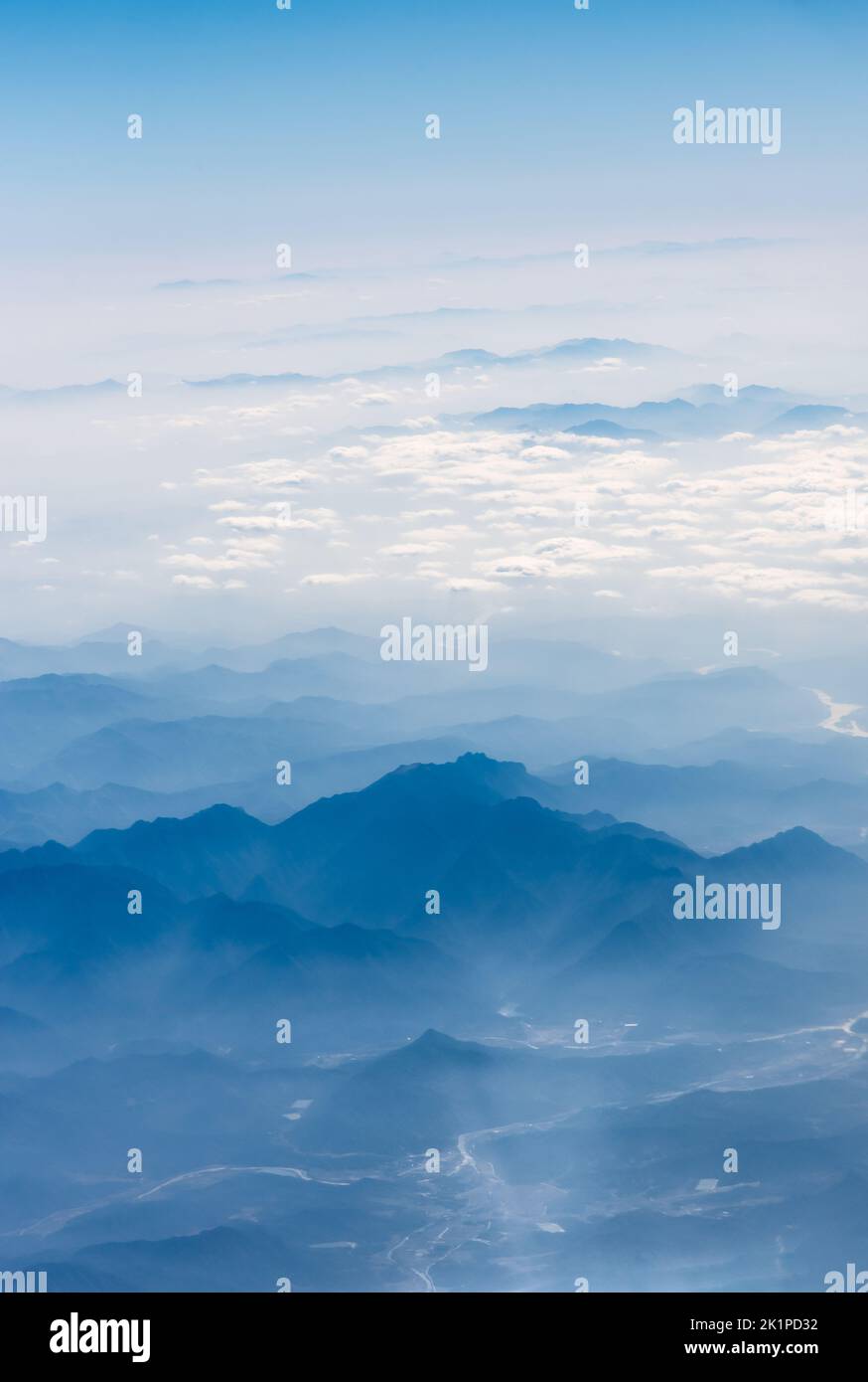 Ten thousand meters high altitude aerial photography of continuous ...