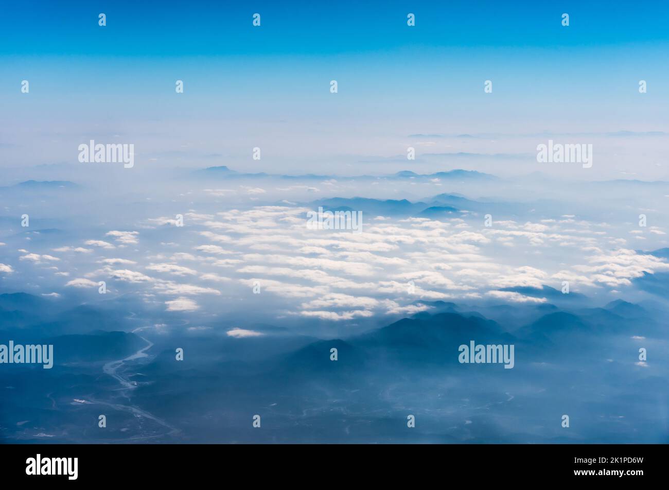 Ten thousand meters high altitude aerial photography of continuous ...