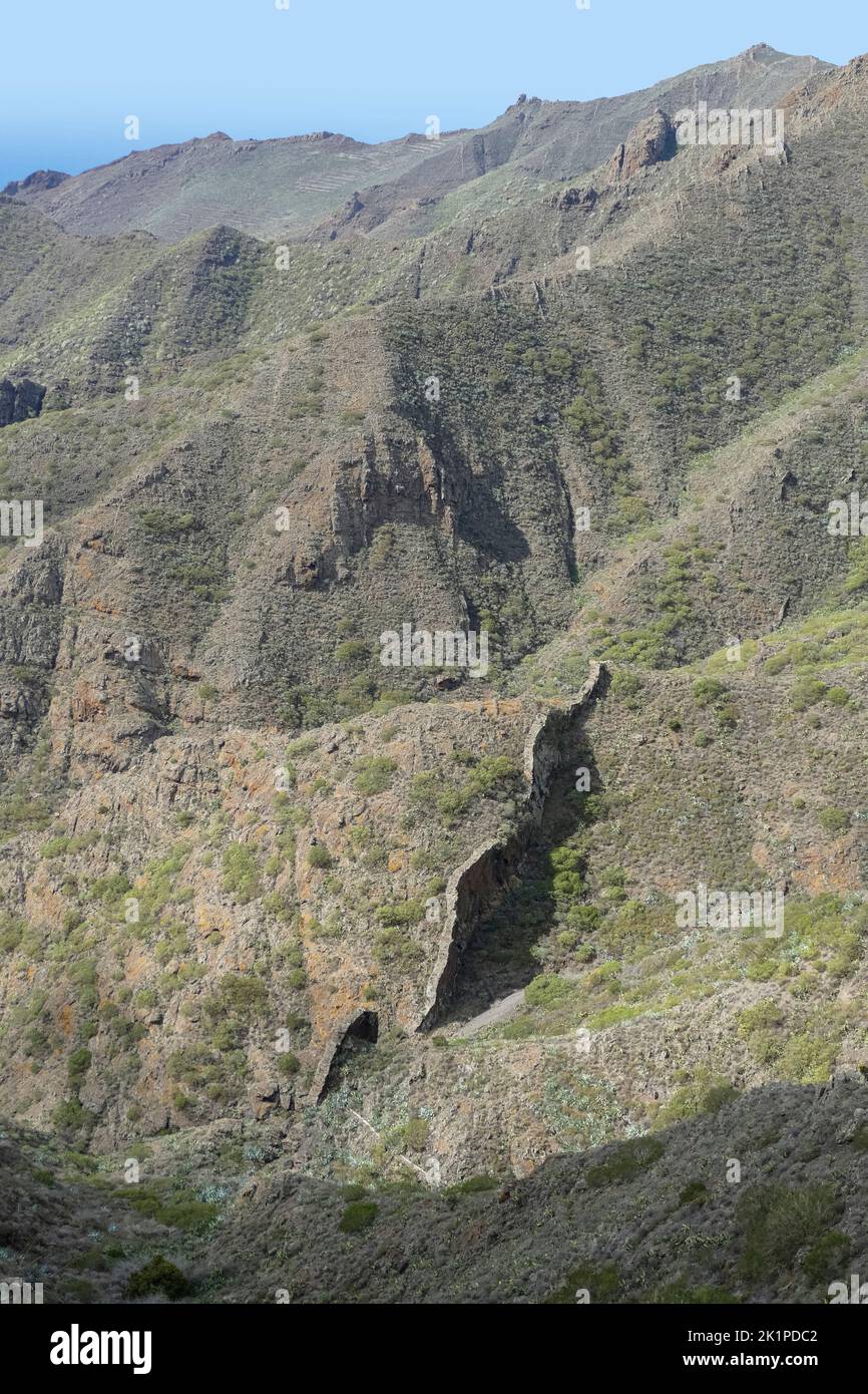 Mountain landscape between masca and Teno at Tenerife, Canary Islands ...