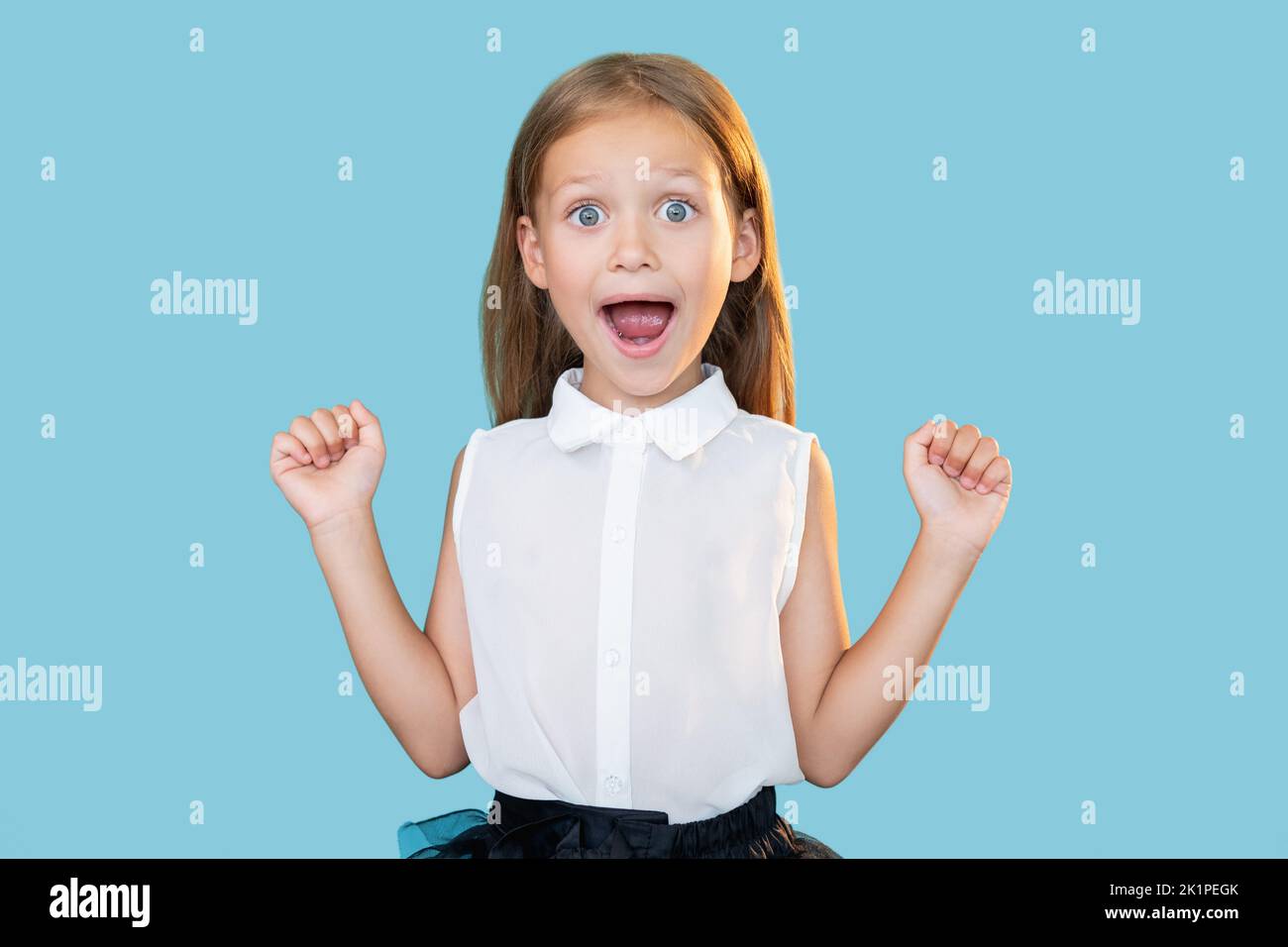 Amazed child. Perfect result. Wow reaction. Portrait of surprised ...