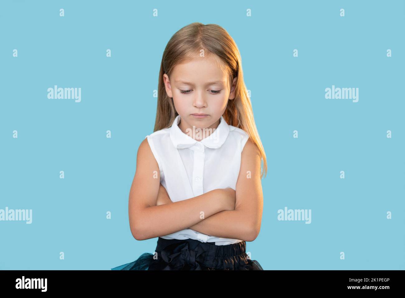 Depressed child. Kid disappointment. Loneliness boredom. Portrait of ...