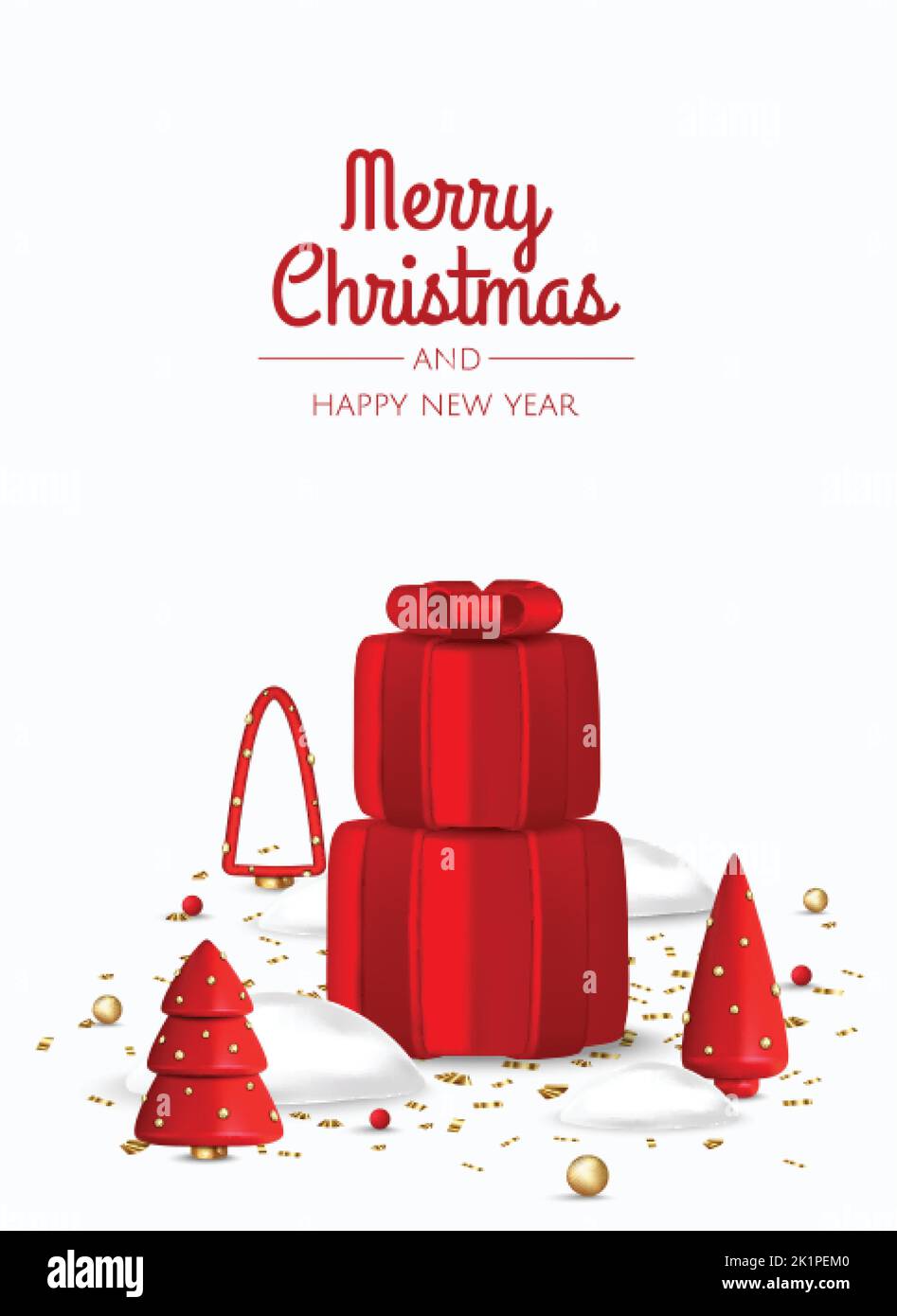 Realistic gift boxes. Merry Christmas and Happy New Year. Holiday ...