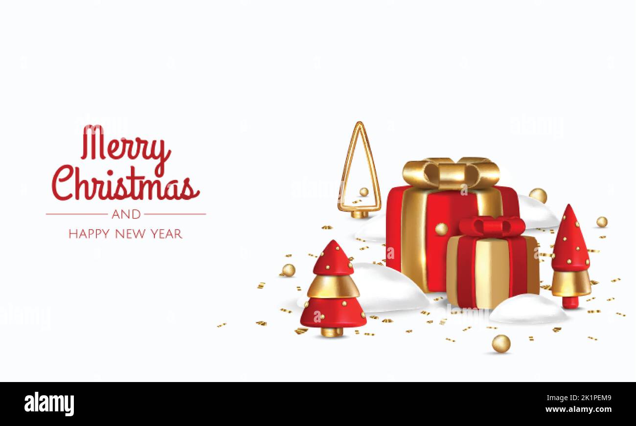 Happy New Year and Merry Christmas. Background with realistic holiday ...