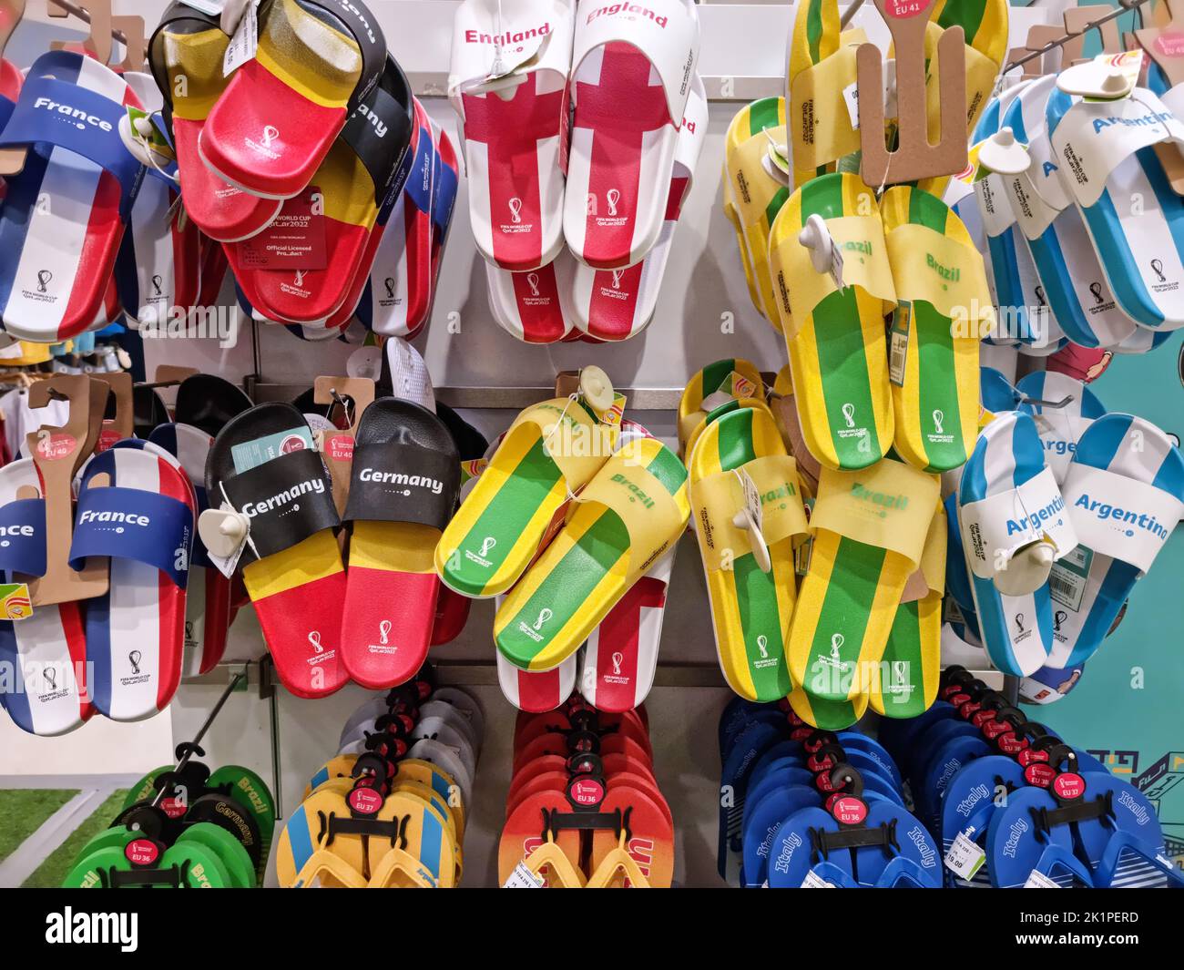 Doha, Qatar - September 14, 2022: Official licensed products of FIFA ...