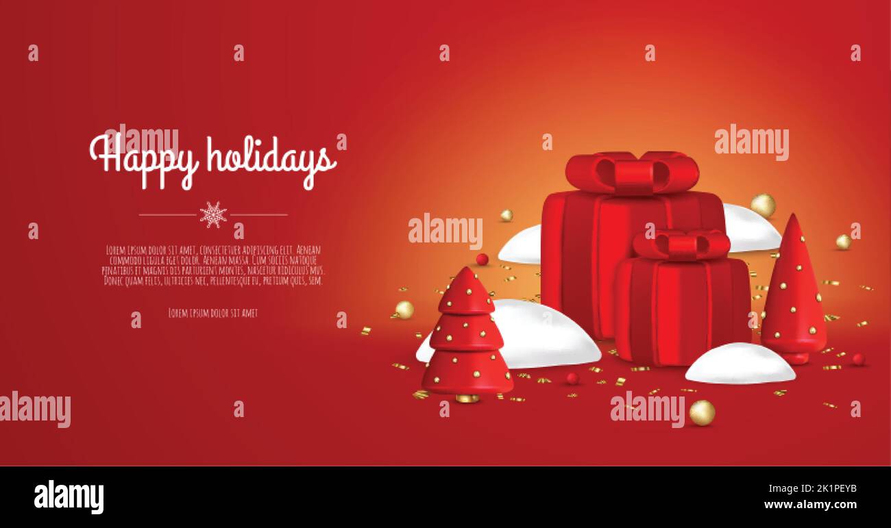 Happy New Year and Merry Christmas. Background with realistic holiday ...