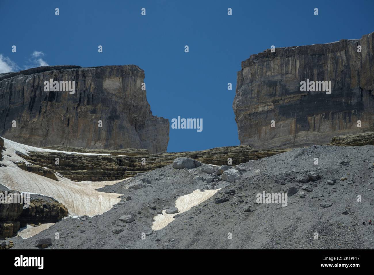 High up in the Cirque de Gavarnie, looking up to the Breche du Roland ...