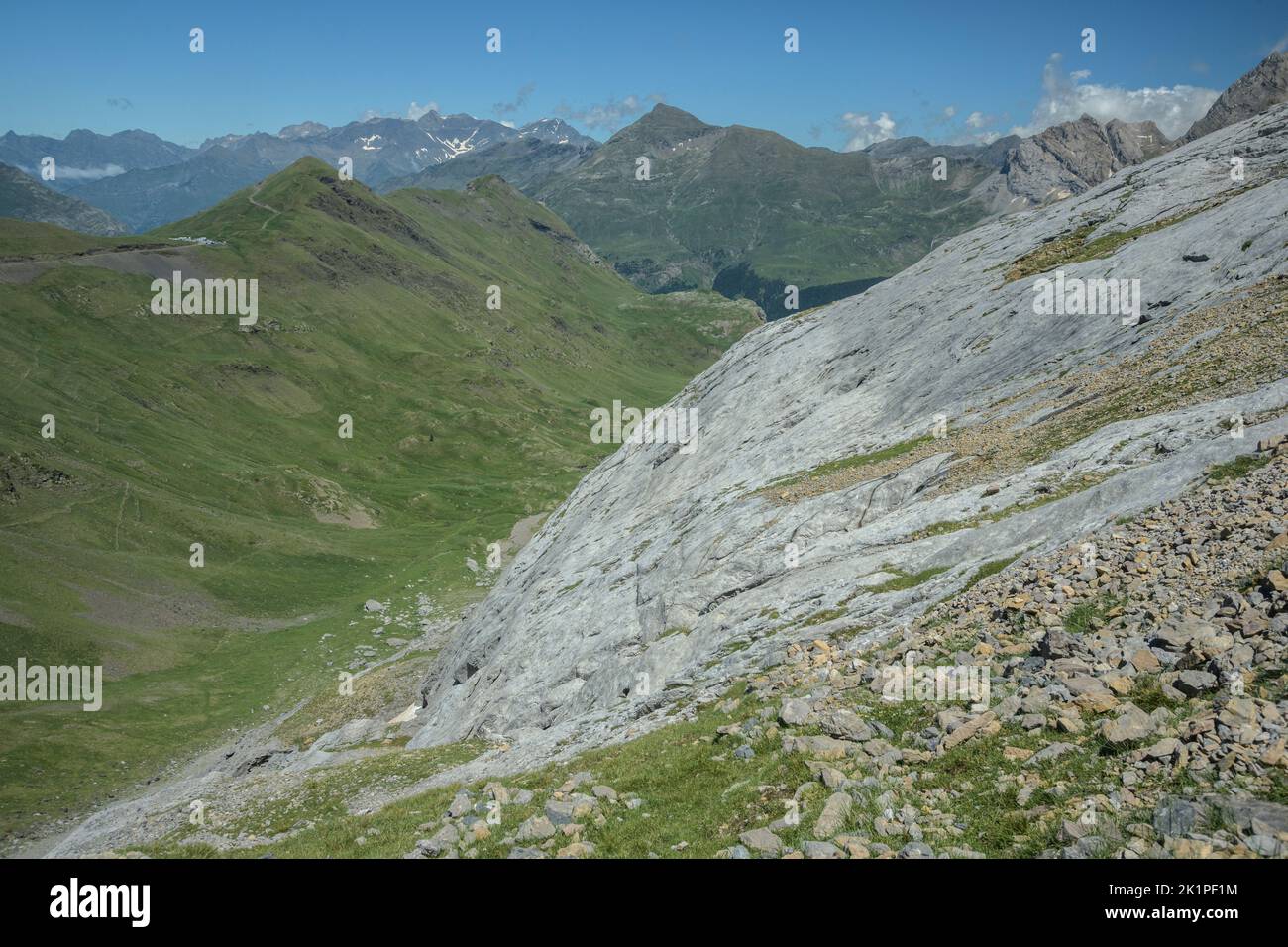 Huge eroded limestone pavement slope below the Cirque de Gavarnie ...