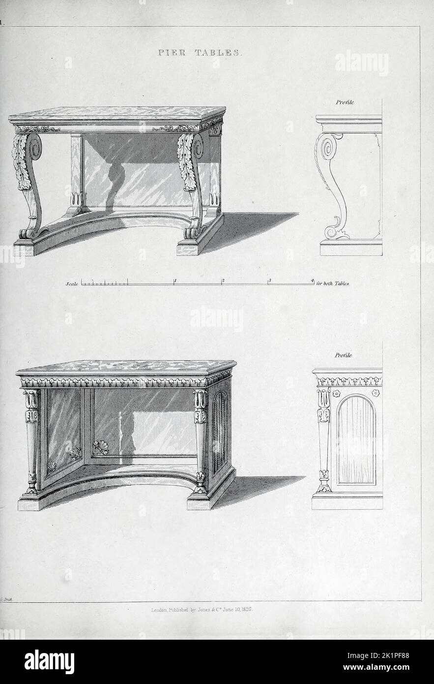 Pier tables from the The cabinet-maker and upholsterer's guide : being ...