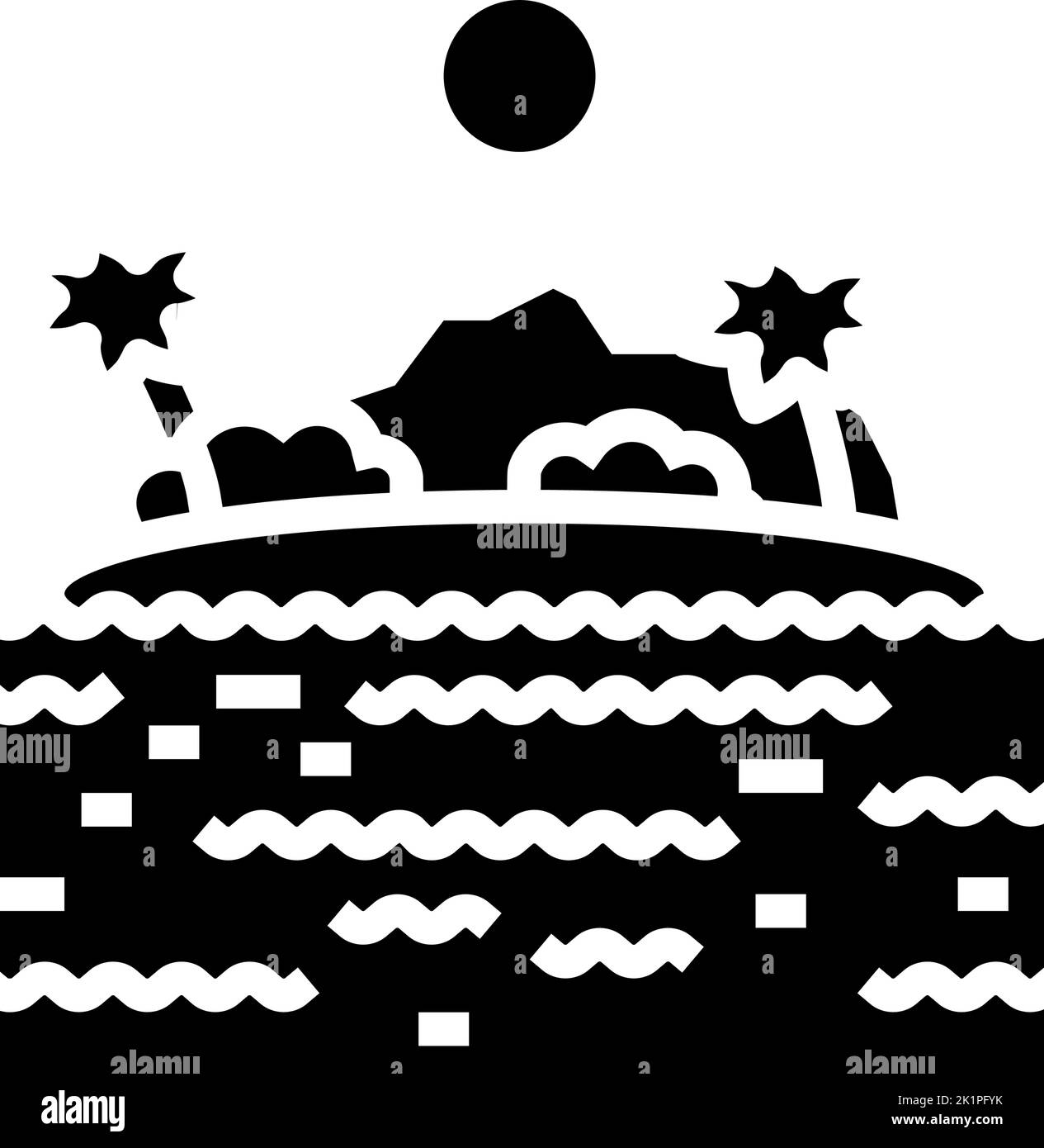 tropical island summer glyph icon vector illustration Stock Vector ...