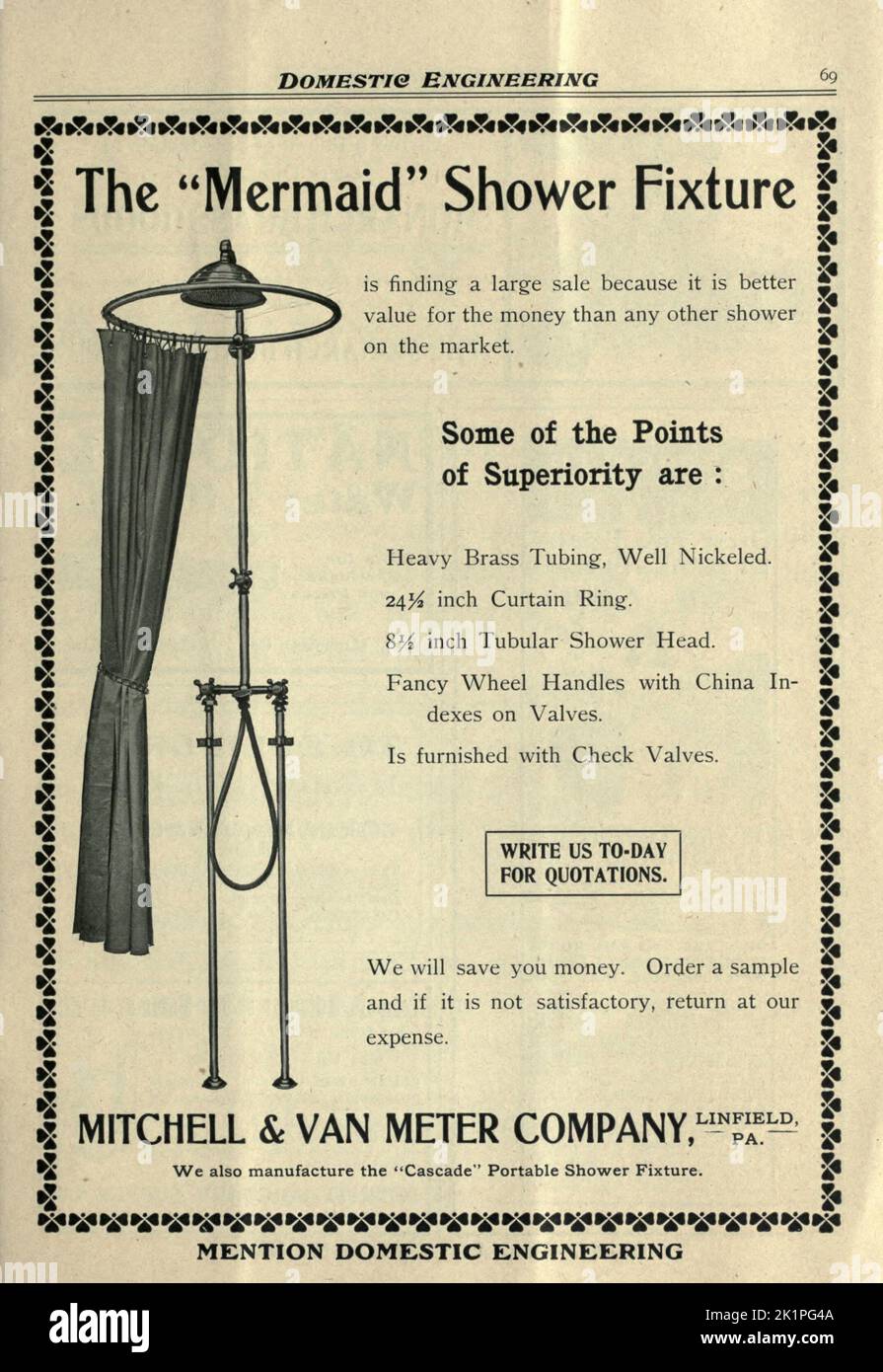 The "Mermaid" Shower fixture Advert Published in ' Domestic engineering ...