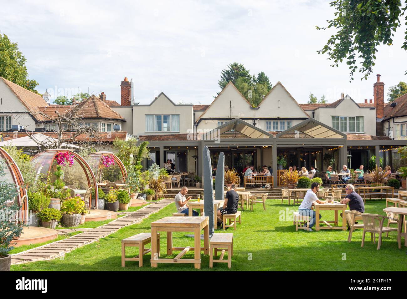 Garden dining at The Great House at Sonning, Thames Street, Sonning ...