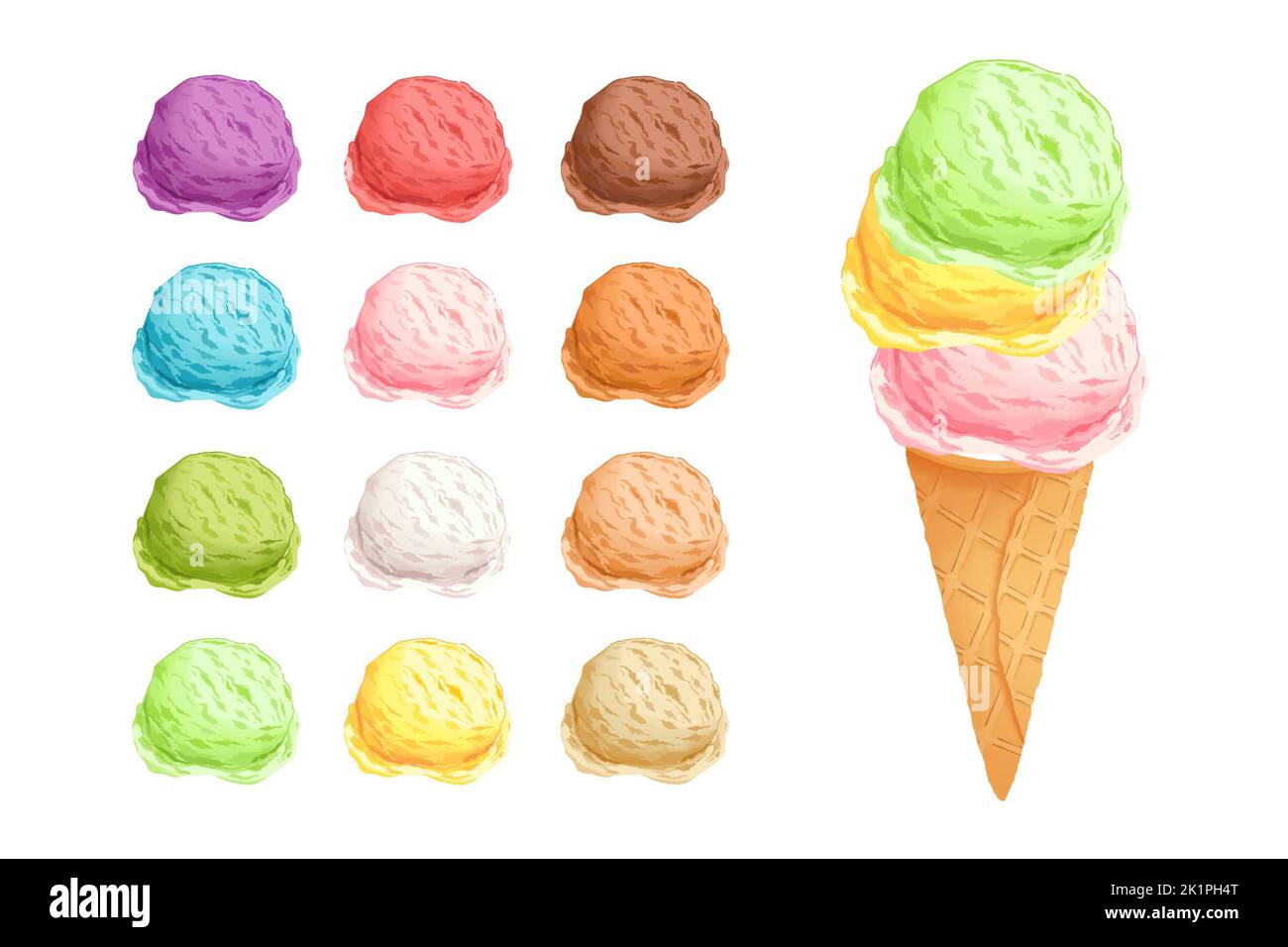 Create your own ice cream. Illustration set of seasonal dessert for ...