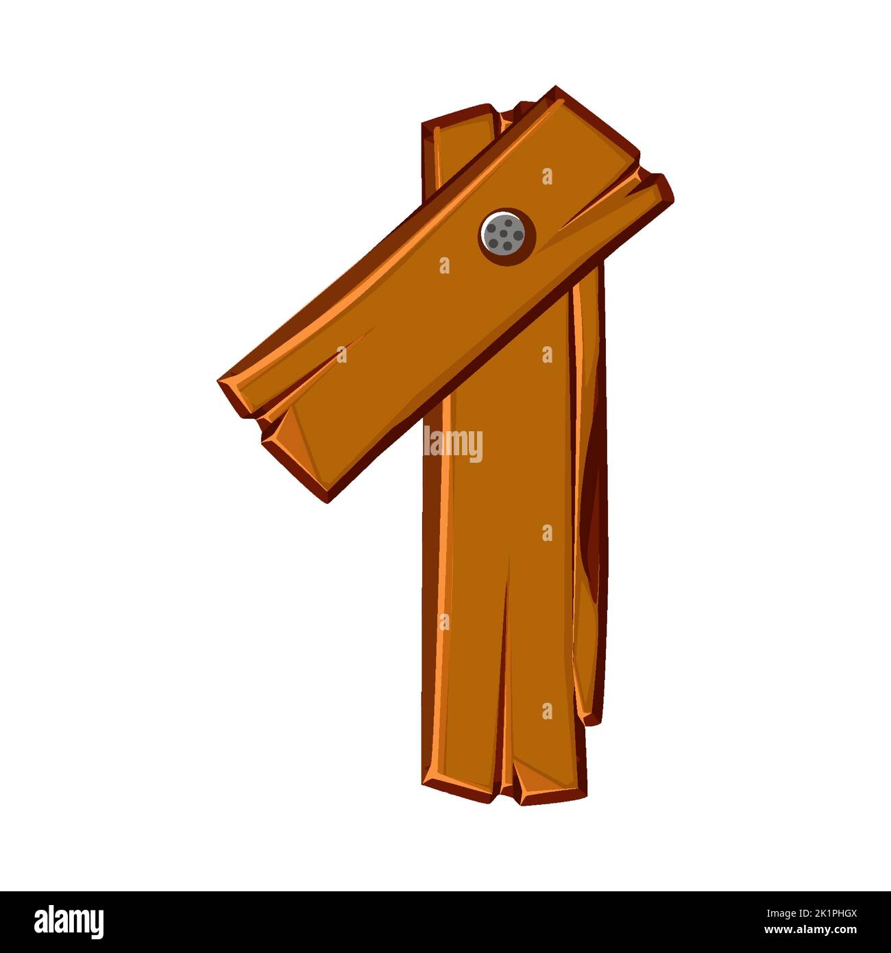 Wooden number 1. Cartoon wooden plank in One digit Stock Vector Image ...
