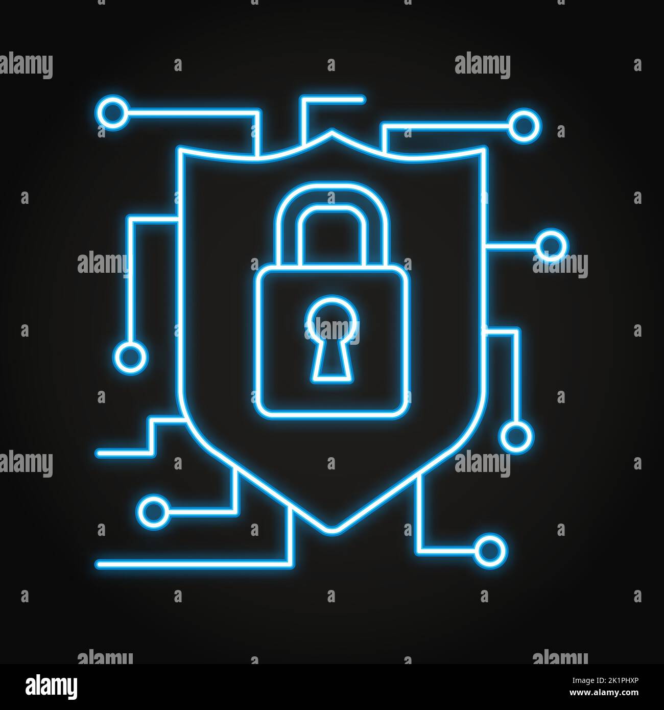 Network security neon icon in line style. Data protection concept ...