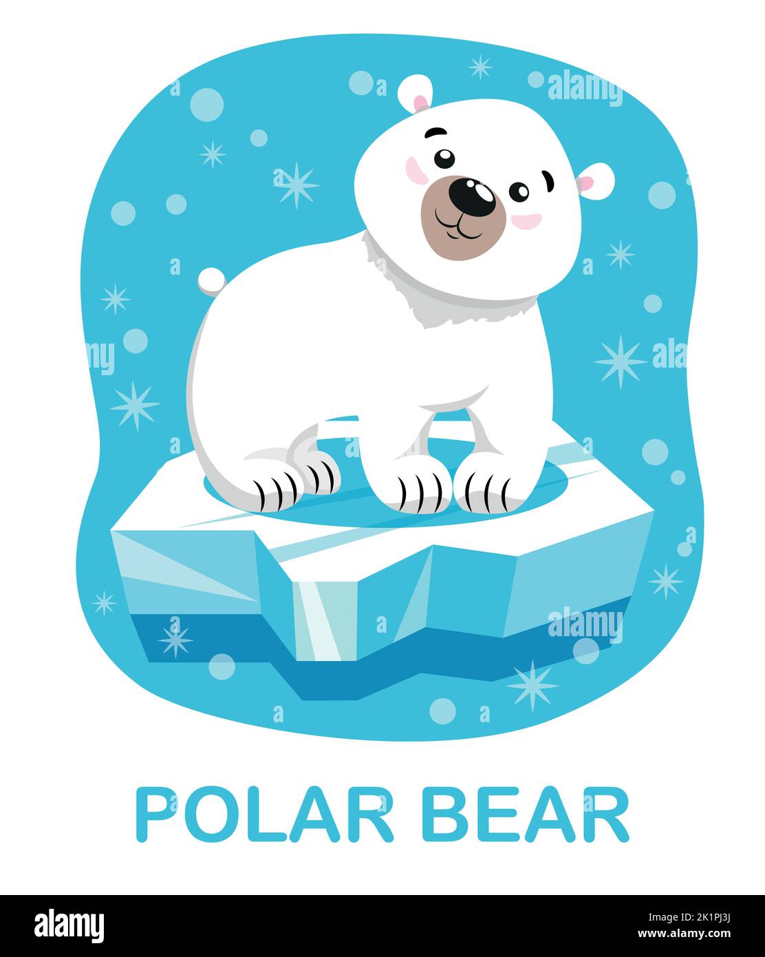 cartoon polar bear on blue background. Flashcards for kids to study ...