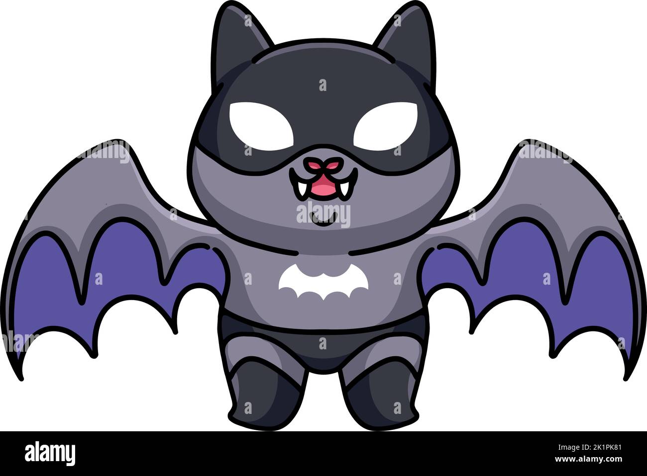 A cute bat character with open wings isolated on white background Stock ...