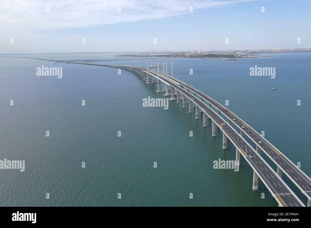 QINGDAO, CHINA - SEPTEMBER 20, 2022 - A view of the cross-sea bridge ...