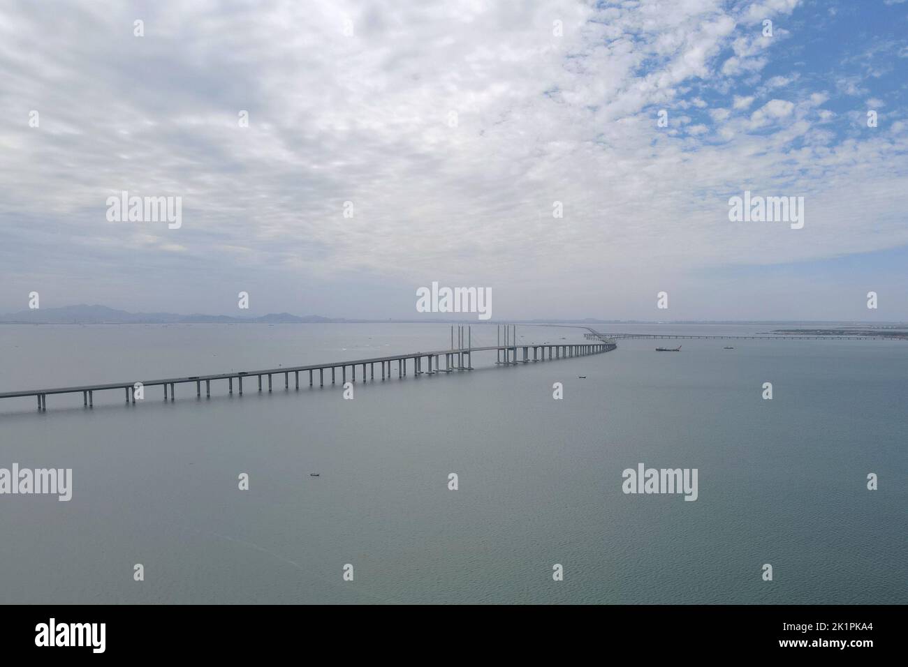 QINGDAO, CHINA - SEPTEMBER 20, 2022 - A view of the cross-sea bridge ...