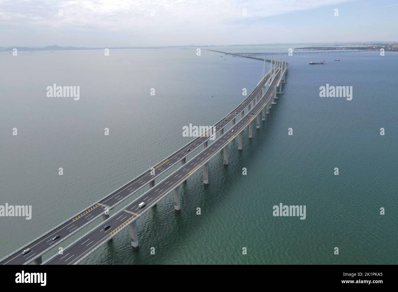 QINGDAO, CHINA - SEPTEMBER 20, 2022 - A view of the cross-sea bridge ...