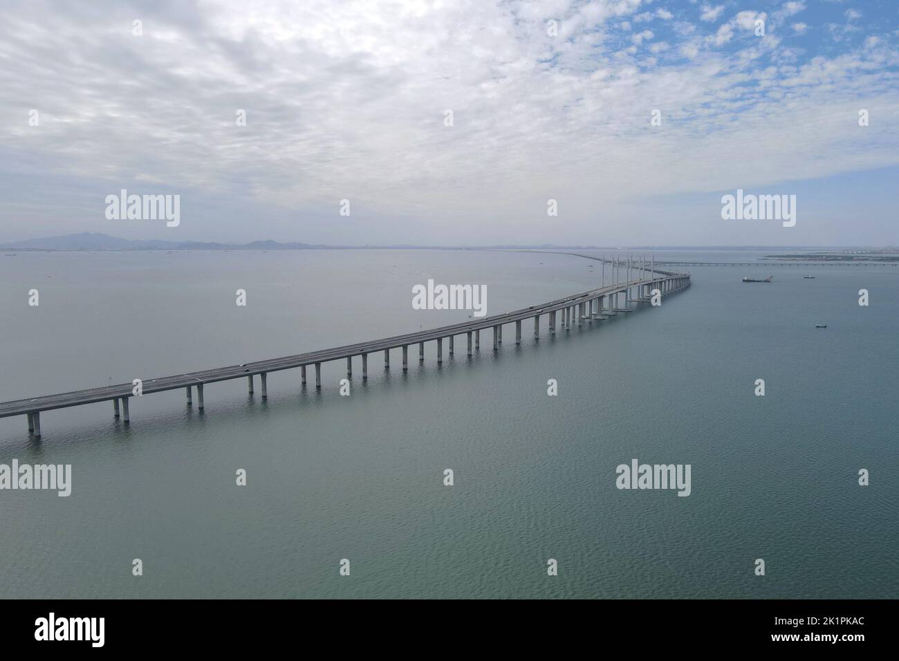 QINGDAO, CHINA - SEPTEMBER 20, 2022 - A view of the cross-sea bridge ...