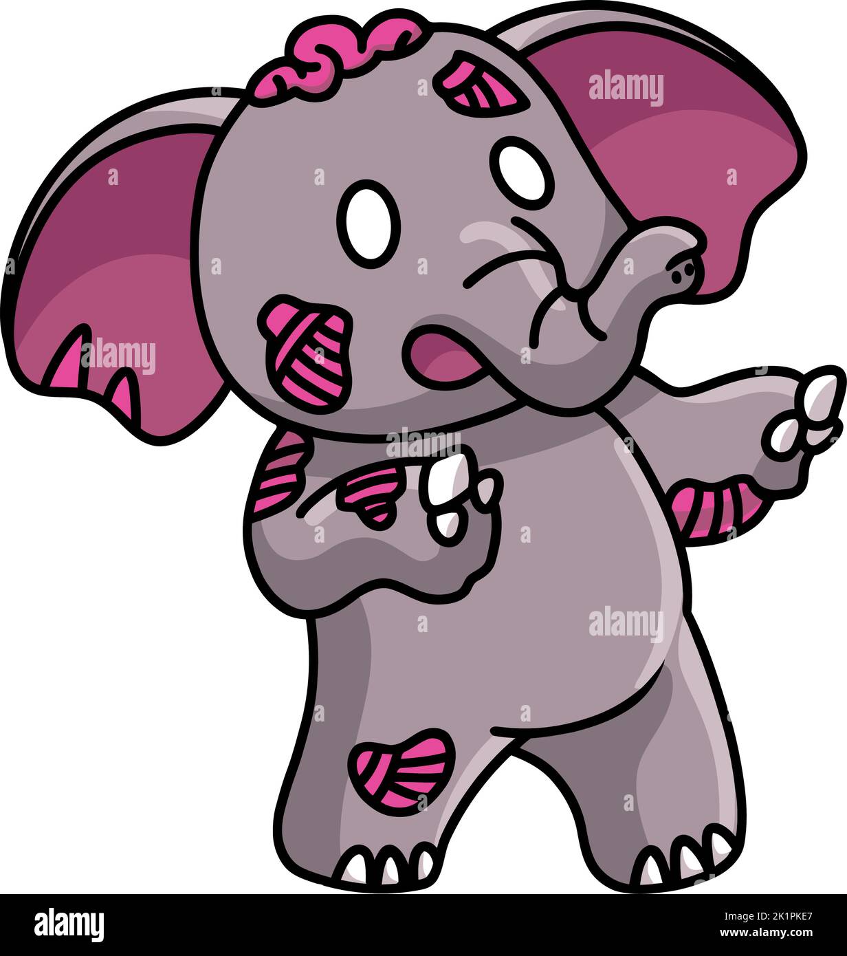 An adorable elephant with pink scars - spooky Halloween character Stock ...