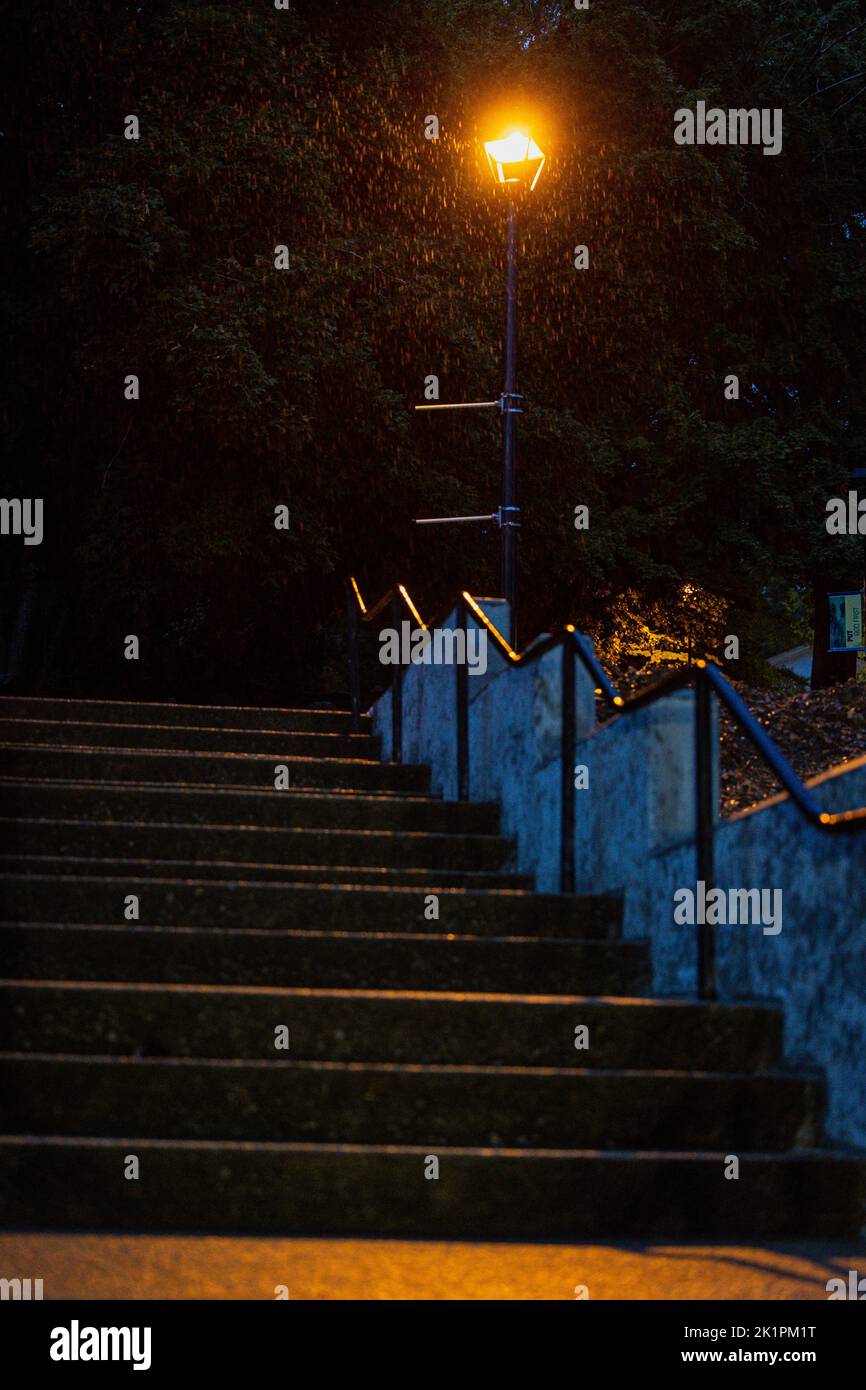 A stairs on the park during nighttime Stock Photo - Alamy