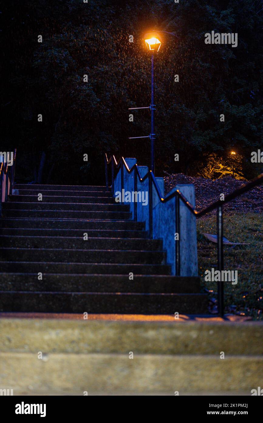 A stairs on the park during nighttime Stock Photo - Alamy