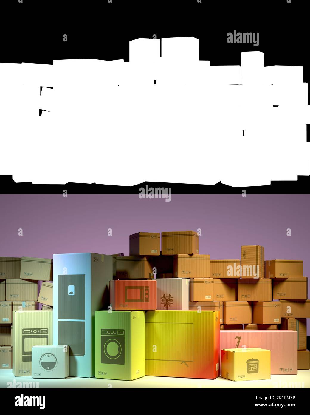 different appliance boxes set on ground concept of online ordering 3d ...