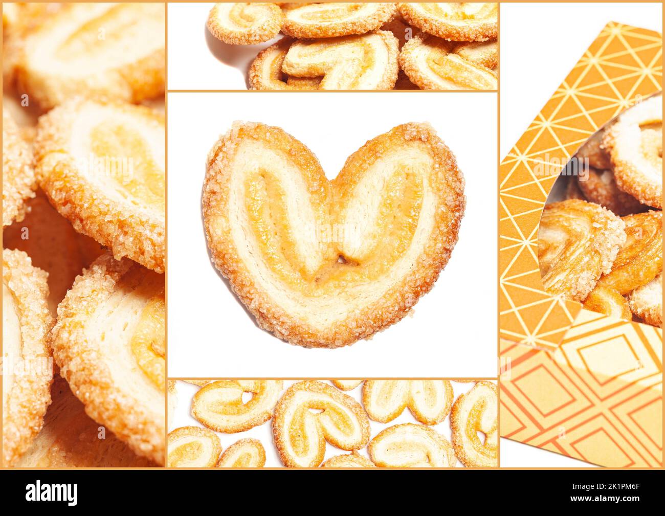Collage with Heart-shaped cookies isolated on white background Stock ...
