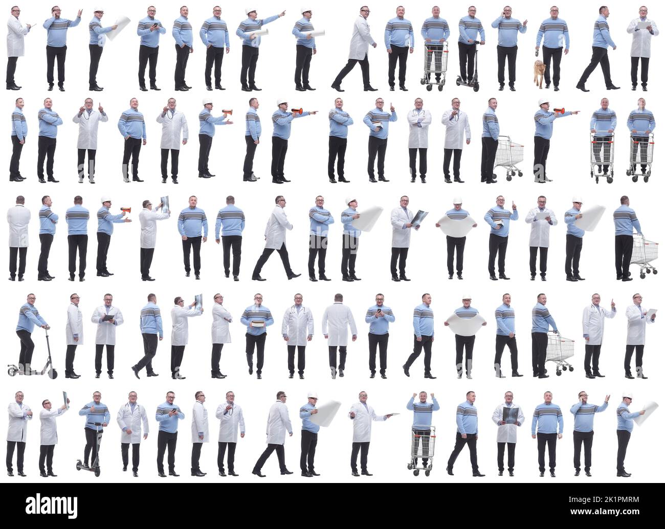 collage of a man in full growth displaying many professions and ...
