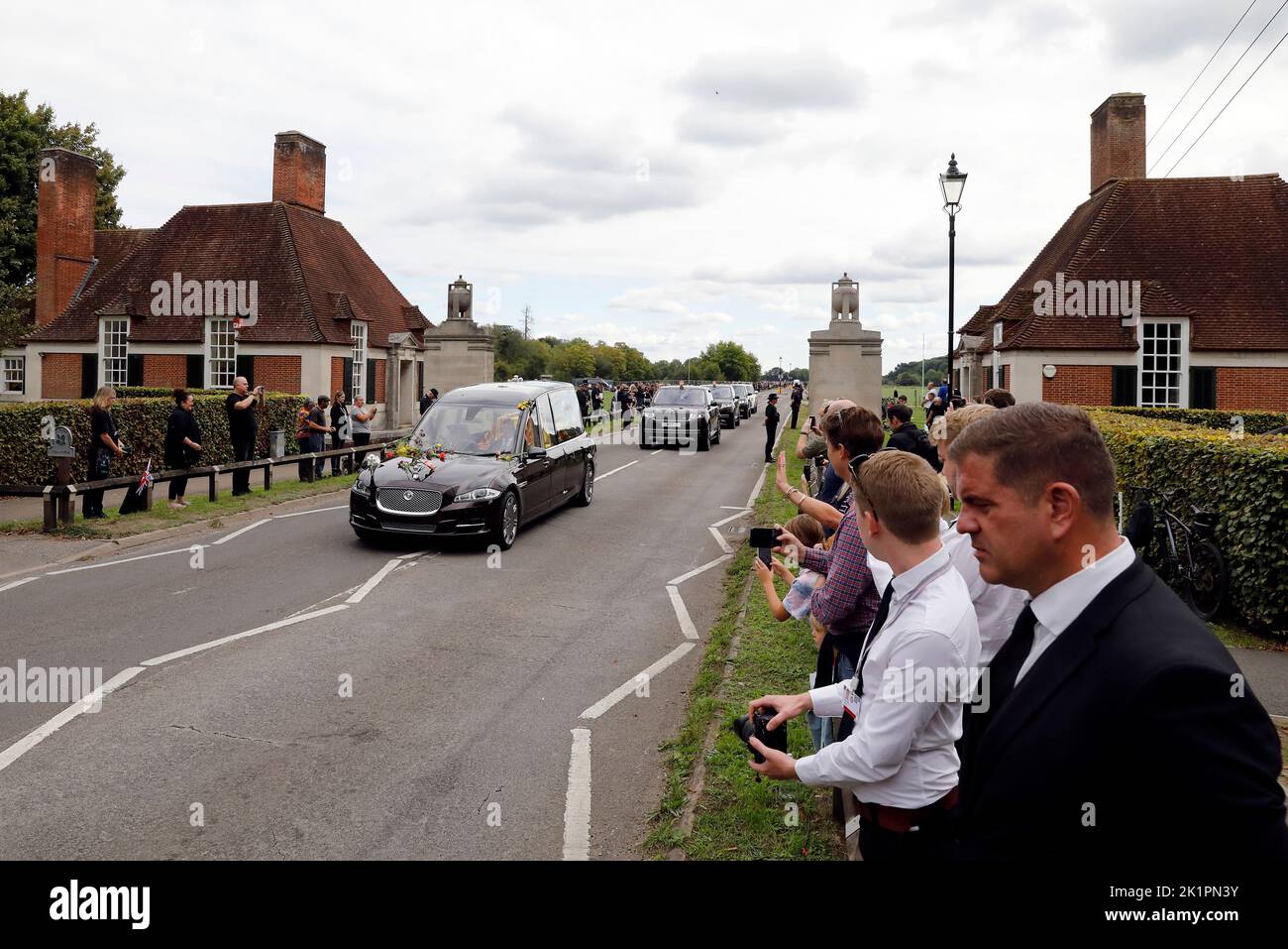 The State Hearse carries the coffin of Queen Elizabeth II, draped in ...
