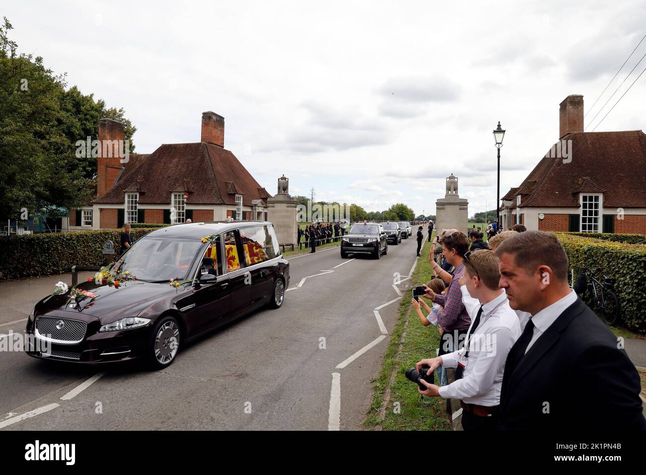 The State Hearse carries the coffin of Queen Elizabeth II, draped in ...