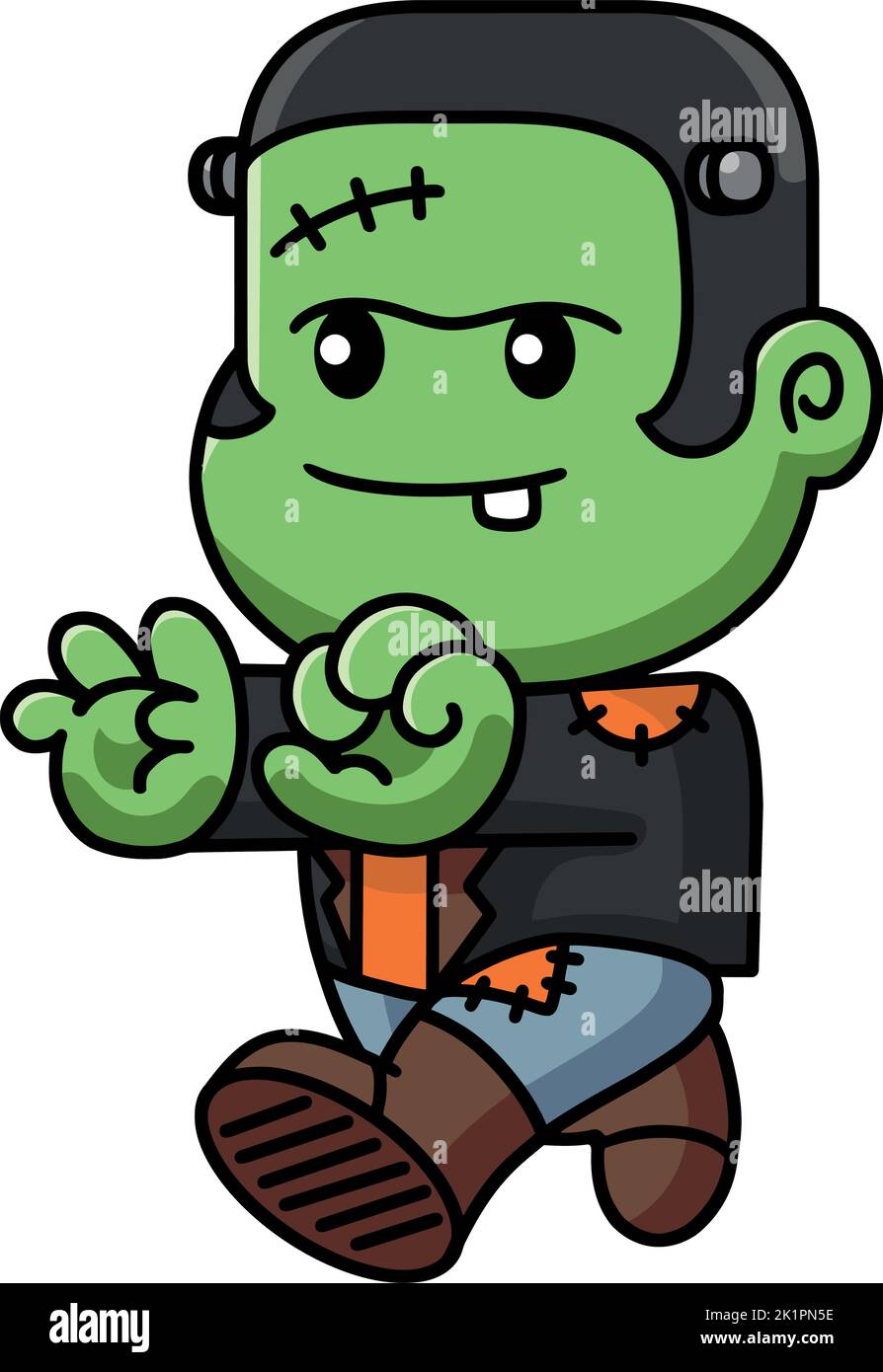 A Cute kawaii Frankenstein on white background Stock Vector Image & Art ...