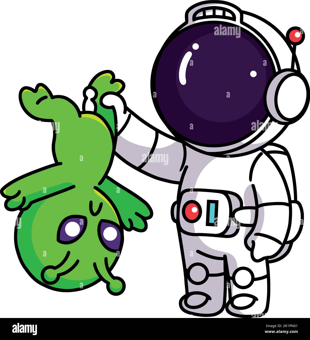 An astronaut holding a cute alien upside down Stock Vector Image & Art ...