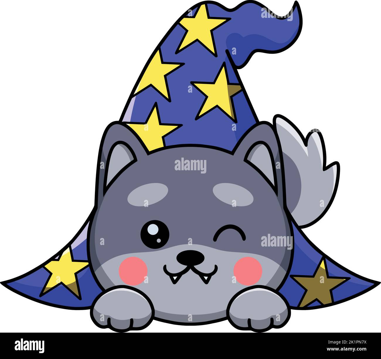 A Cute kawaii dog with a wizard head Stock Vector Image & Art - Alamy